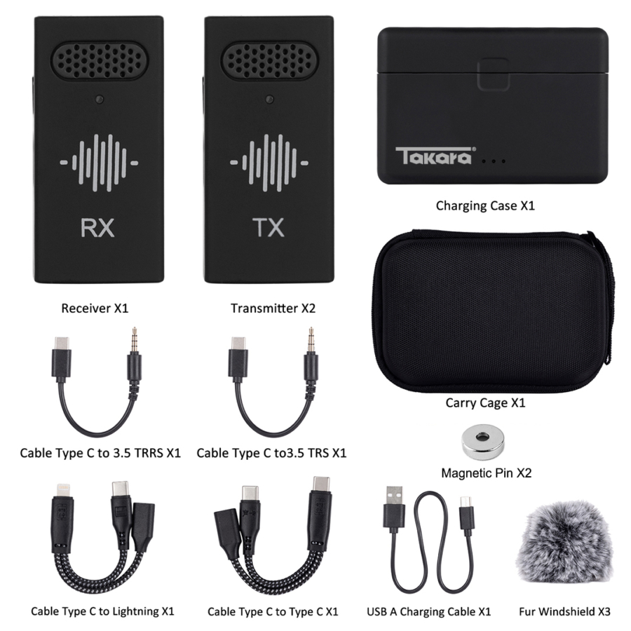 Takara INTRO X3 Digital Wireless Mic Microphone with Charging Case ...
